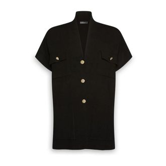 Elena Miro Kurzarm-Cardigan mit Schmuckkn&ouml;pfen - - Knitwear - Damen - Schwarzk - M