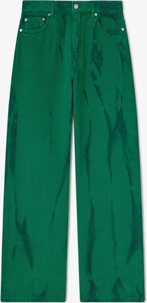 Ganni Jean en denim &eacute;pais Izey Fern Vert Coton biologique - Taille 32W/33L - Pour Femme