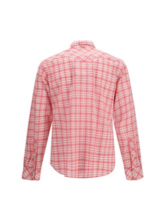 Versace Slim Checked Cotton Poplin Shirt - Red