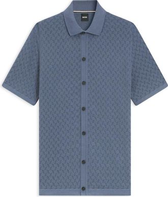 HUGO BOSS Kurzarm-Strickhemd aus Baumwolle in
