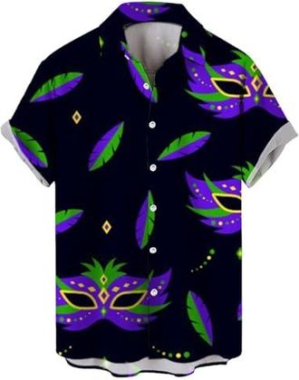 Generic Costume de carnaval pour homme - Chemise &agrave; manches courtes - Chemise de loisirs tendance - Coupe ajust&eacute;e - Chemise de vacances boutonn&eacute;e - V&ecirc;tement de