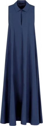Emporio Armani Femme, Robes, Bleu, Taille: 46 FR Robe longue &eacute;vas&eacute;e en popeline