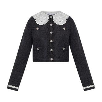 Self Portrait Cardigan mit abnehmbarem Kragen - - Knitwear - Damen - Grau - M