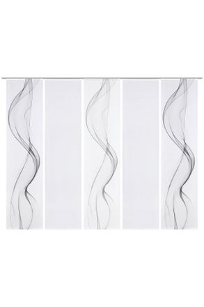 Novel Fl&auml;chenvorhang Fumaso, Grau, Wei&szlig;, Textil, Abstraktes, 60x245 cm, mit Flauschband, Wohntextilien, Gardinen & Vorh&auml;nge, Schiebegardinen