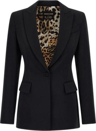 Roberto Cavalli Blazer ajust&eacute; avec doublure &agrave; imprim&eacute; animal - Femme - Vestes - Noir - Taille: 46 FR