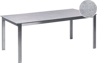 Beliani Gartentisch Sicherheitsglas Keramik grau 180x90 cm Edelstahlgestell Cosoleto