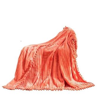 Dissa Fleecedecke &Uuml;berwurf Gr&ouml;&szlig;e - 51x63 Koralle - Weich, Pl&uuml;sch, Flauschig, Flauschig, Warm, Gem&uuml;tlich - Perfekter &Uuml;berwurf f&uuml;r Couch, Bett, Sofa - Mit Pom