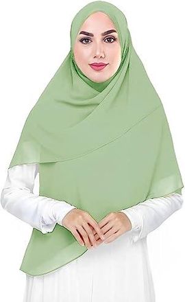 Lina & Lily Foulard hijab en mousseline de soie de qualité supérieure pour femme musulmane carré 145 x 145 cm, vert menthe, Taille unique