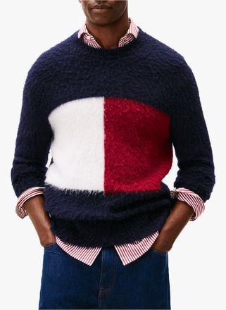 Tommy Hilfiger Pull &agrave; drapeau en laine m&eacute;lang&eacute;e
