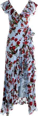 Alice & Olivia Femme, Robes, Bleu, Taille: 40 FR Kristen Ruffle Wrap Maxi Dress