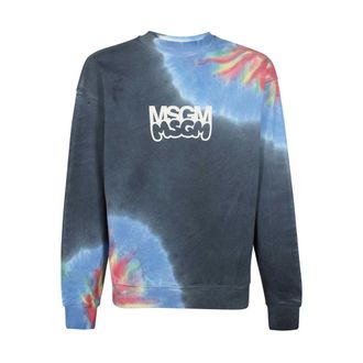 Msgm Bedruckter Baumwollpullover - - Sweatshirts & Hoodies - Herren - Blau - L