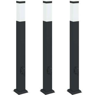 vidaXL Pollerleuchten mit Steckdose 3 Stk. 80 cm Schwarz IP44 vidaXL