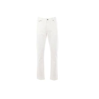 Ermenegildo Zegna Homme, Jeans, Blanc, Taille: W35 Jean Slim-Fit avec Logo en Cuir