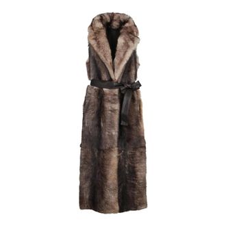 Yves Salomon Langer Toscana Lammfell Shearling Gilet - - Jackets - Damen - Braun - S
