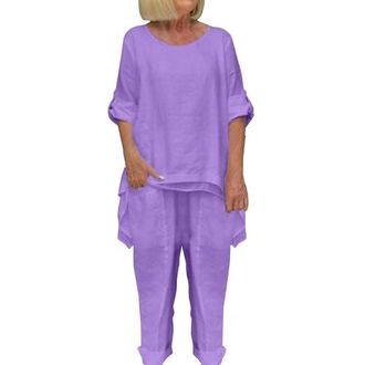 Generic Ensemble de v&ecirc;tements de d&eacute;tente pour femme - Tenue d&eacute;contract&eacute;e &agrave; manches longues - Pantalon large - Ensemble de jogging pour femme - 2 pi&egrave;ces - Gris