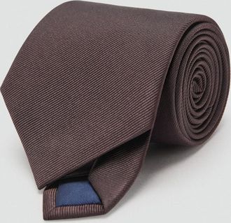 Mango Cravate soie unie marron - Homme - Taille unique - MANGO MAN