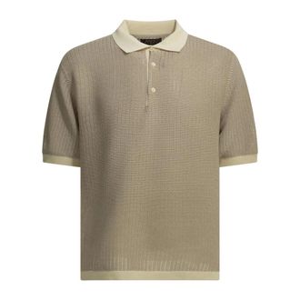 Beams Plus Strick-Poloshirt mit Strukturmuster - - Tops - Herren - Beige - XL