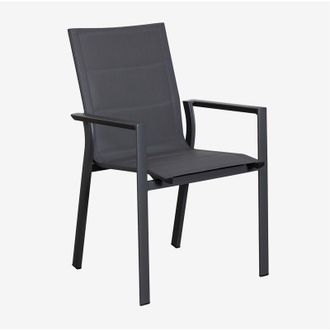 Sklum Sklum - 4er-Pack stapelbare Gartenst&uuml;hle mit Armlehnen aus Aluminium Karena Grau Graphit