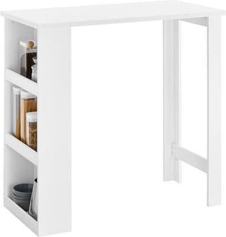 SoBuy Table de Bar Table Haute de Cuisine Table Mange Debout pour Petits Espaces, Bar pour Cuisine, Salon, Bureau ou Bar à Café Blanche 112 x 57 x 106 cm FW