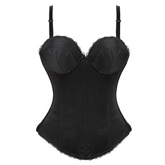 Grebrafan Femme Mariage Corset Bustier F&ecirc;te Costume (EUR(36-38) L, Noir)