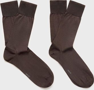 Mango Lot 2 paires de chaussettes longues coton marron - Homme - 40-42 - MANGO MAN
