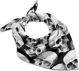 Generic Écharpe carrée en soie légère squelette dHalloween avec tête de mort, fantômes, écharpes pour cheveux respirants, cadeaux pour femmes et hommes, multi