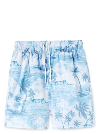 Palm Angels short de bain Sunset &agrave; imprim&eacute; graphique - Bleu