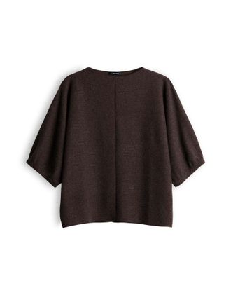 OPUS Kurzarmshirt Skupin aus weichem Jersey Verk&uuml;rzte Boxy-Silhouette mit Flederma&uuml;r&auml;rmeln