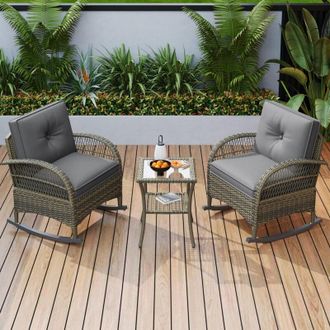 Liberte Salon de jardin - Structure M&eacute;tal - 1 Table Bass - 2 personnes - Gris