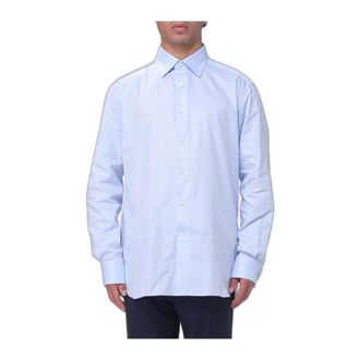 Ermenegildo Zegna Klassisches Hemd aus Baumwollpopeline - - Shirts - Herren - Blau - XL