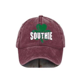 Generic Casquette de baseball unisexe r&eacute;tro St Patrick Motif tr&egrave;fle, Rouge bordeaux/blanc, M