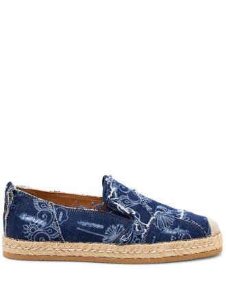 Hogan espadrilles en jean &agrave; fleurs imprim&eacute;es - Bleu