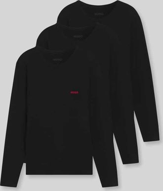 HUGO BOSS Regular Fit Langarmshirt aus reiner Baumwolle im 3er-Pack