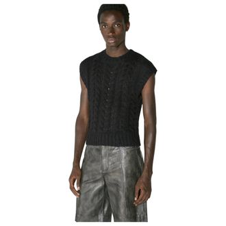 Han Kjobenhavn Grob Gestrickte Strickweste - - Tops - Herren - Schwarzk - XL