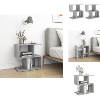 vidaXL Tables de chevet 2pcs gris b&eacute;ton 50x30x51,5cm bois ding&eacute;nierie - Table De Chevet - Meuble De Chambre - Table Nuit - Mobilier Gris - Meubles Modernes