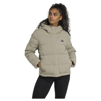 adidas Womens Helionic Climawarm Daunenjacke mit Kapuze Silver Pebble S