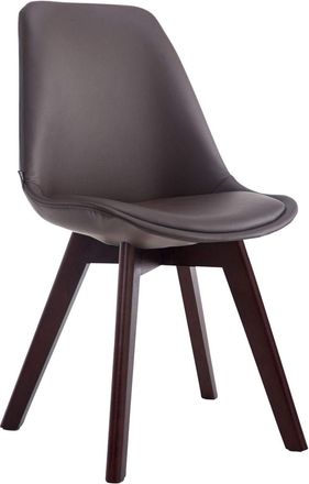 Clp Esszimmerstuhl Manado mit Kunstlederbezug | Lehnstuhl mit Holzgestell | Polsterstuhl erhältlich | Sitzhöhe 47 cm, Farbe:braun, Gestell Farbe:walnuss