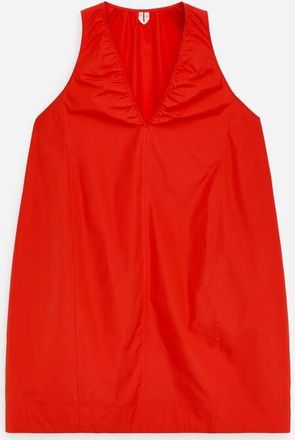 Arket Gerafftes Kleid Mit V-Ausschnitt -Rot