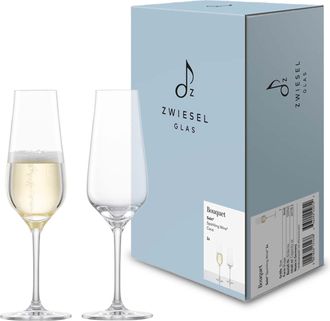 Zwiesel Glas Sektkelch Bouquet (2er-Set), stilvolle Champagner Gläser mit Moussierpunkt, spülmaschinenfeste Tritan-Kristallgläser, Made in Germany (Art.-Nr. 123740