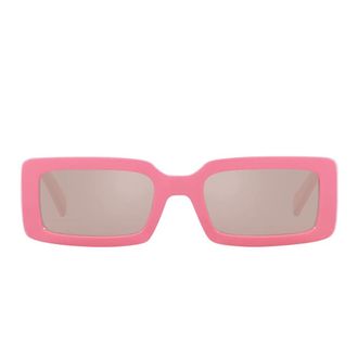 Dolce & Gabbana Rechteckige Sonnenbrille mit &uuml;bergro&szlig;em Logo - - Accessories - Damen - Rosa - 53 MM