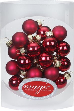 Magic Bodyfashion 25 STK. Weihnachtskugel 2cm Glas Weihnachtsschmuck Weihnachtsdeko Deko Box Farbe: Bordeaux - Ochsenblut Glanz/matt