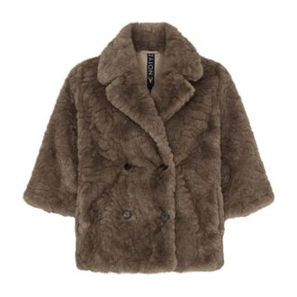 Notyz Kurze Kunstpelzjacke - - Jackets - Damen - Beige - S