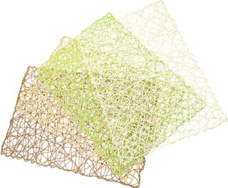 Angoily 4 St&uuml;ck Handgefertigte Platzsets aus Papierseil Rustikal Gewebte Rechteckige Tischsets Dekorative Hitzebest&auml;ndige Unterlagen f&uuml;r Wohnzimmer und Esszim