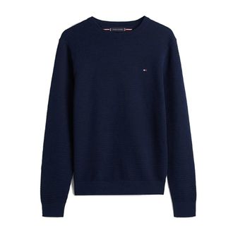 Tommy Hilfiger Seasonal Struktur Rundhals-Pullover - - Knitwear - Herren - Blau - L