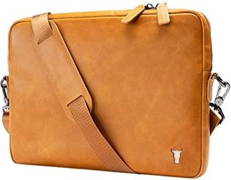 Torro sac pour ordinateur portable - Sacoche bandoulière en cuir véritable compatible avec ordinateur portable 13 pouces / 14 pouces ou MacBook (Marron Clai