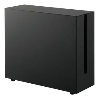 Yamazaki Tableware Yamazaki 5404 TOWER Kabelbox auf Rollen, schwarz, Stahl, Minimalistisches Design, 15 x 40 x 34,5 cm (LxBxH)