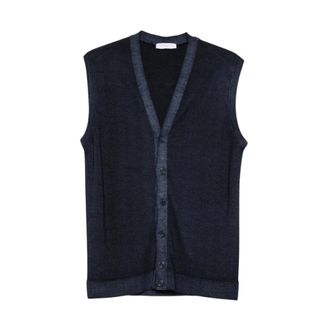 Daniele Fiesoli Strickweste mit V-Ausschnitt - - Knitwear - Herren - Blau - 2XL