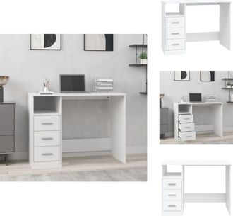 vidaXL Vidaxl - Bureau avec tiroirs Blanc 102x50x76 cm Bois dingénierie - Bureau En Bois - Bureau Design - Bureau Blanc - Bureau Informatique - Bureau