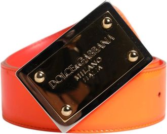 Dolce & Gabbana Homme, Accessoires, Orange, Taille: 105 CM Ceinture en Cuir avec Boucle de Luxe