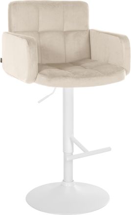 Clp Barhocker Los Angeles Samt | Höhenverstellbarer Barstuhl Mit Drehbarem Sitz | Bistrohocker Mit Metallgestell Und Fußstütze, Farbe:Creme, Gestell Farbe